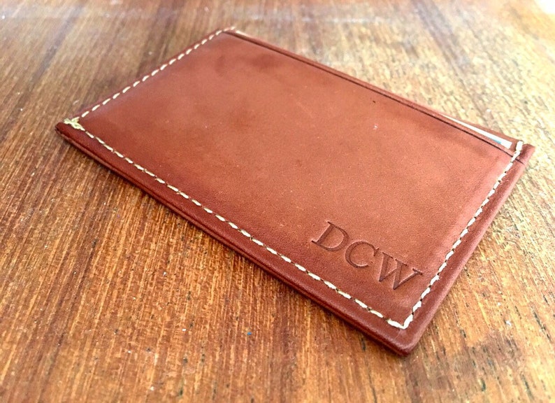 Personalized Card Holder Wallet Monogrammed Mens Gift - Etsy