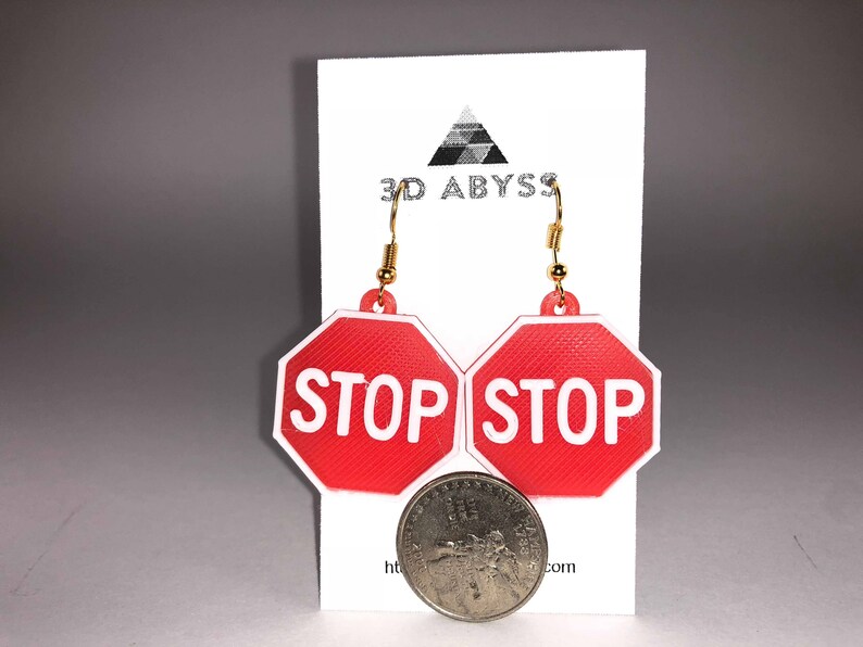 Mini Stop Sign Earrings Light Weight Durable 3D Abyss Cute - Etsy
