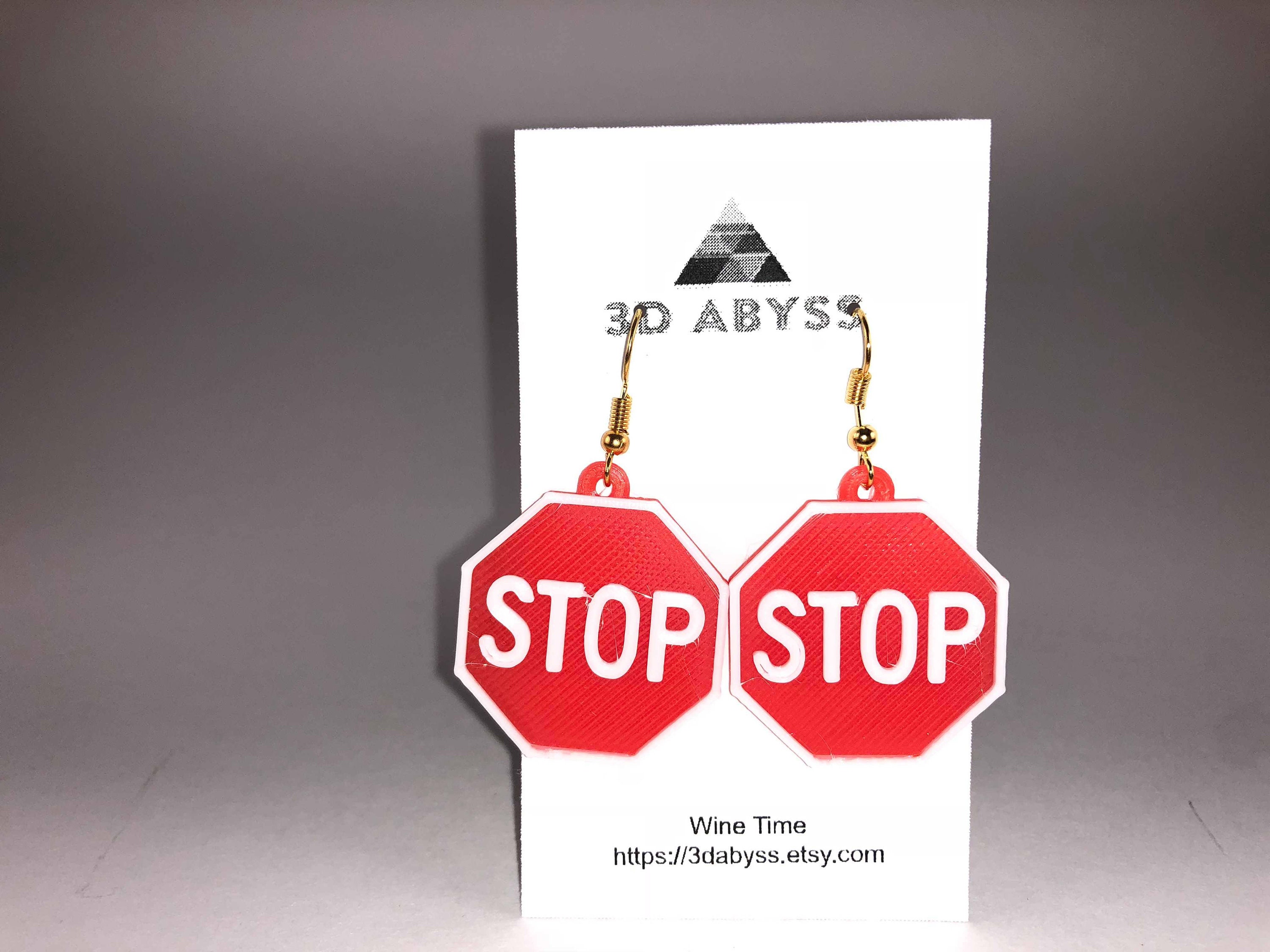 Mini Stop Sign Earrings Light Weight Durable 3D Abyss Cute | Etsy