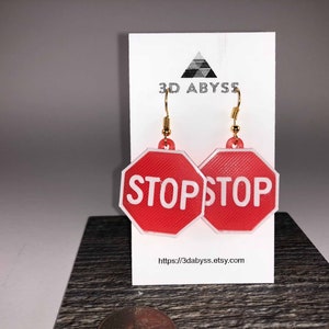 Mini Stop Sign Earrings Light Weight Durable 3D Abyss Cute - Etsy