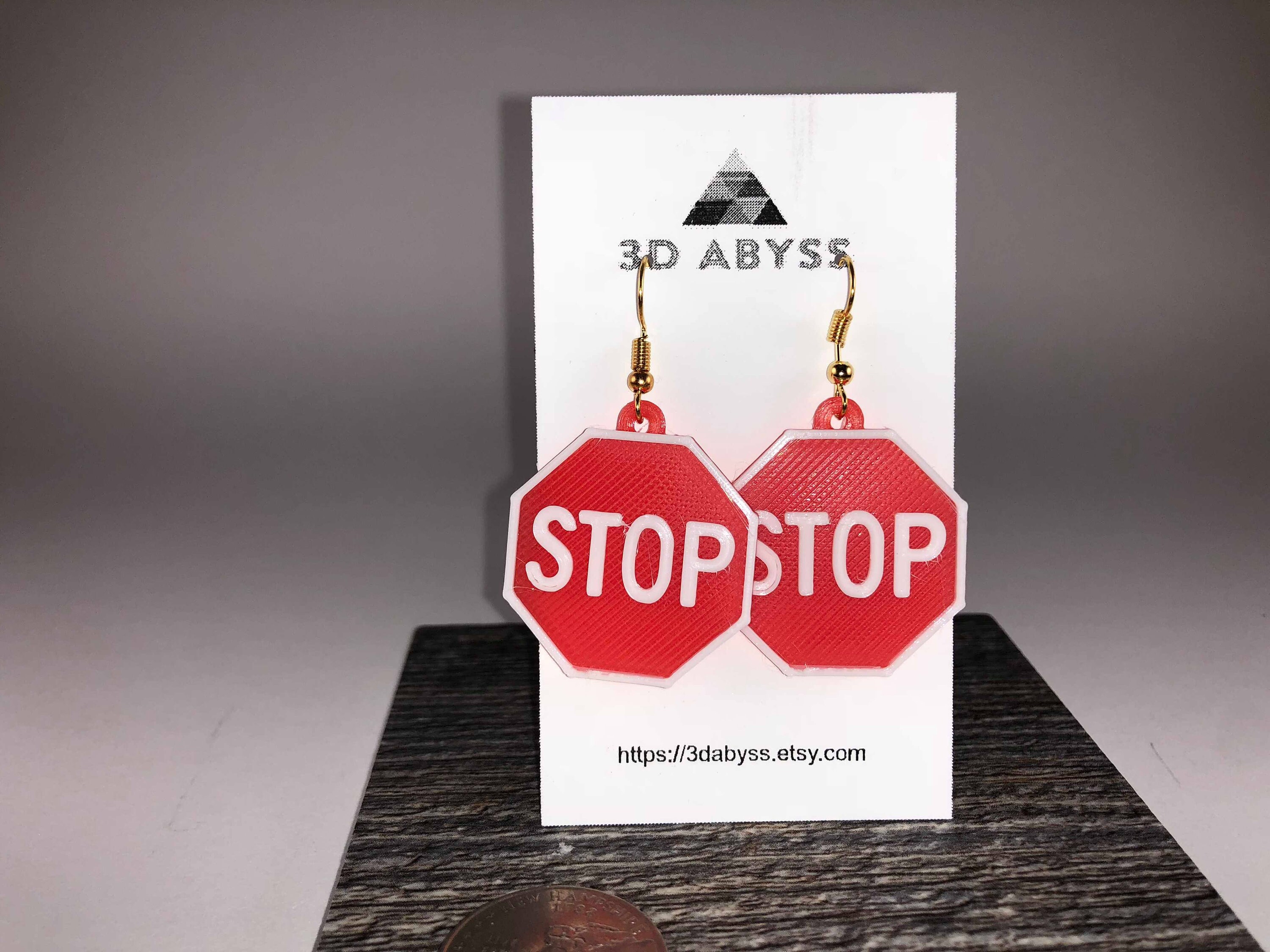 Mini Stop Sign Earrings Light Weight Durable 3D Abyss Cute | Etsy