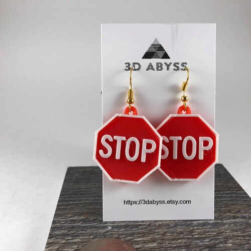 Mini Stop Sign Earrings Light Weight Durable 3D Abyss Cute - Etsy