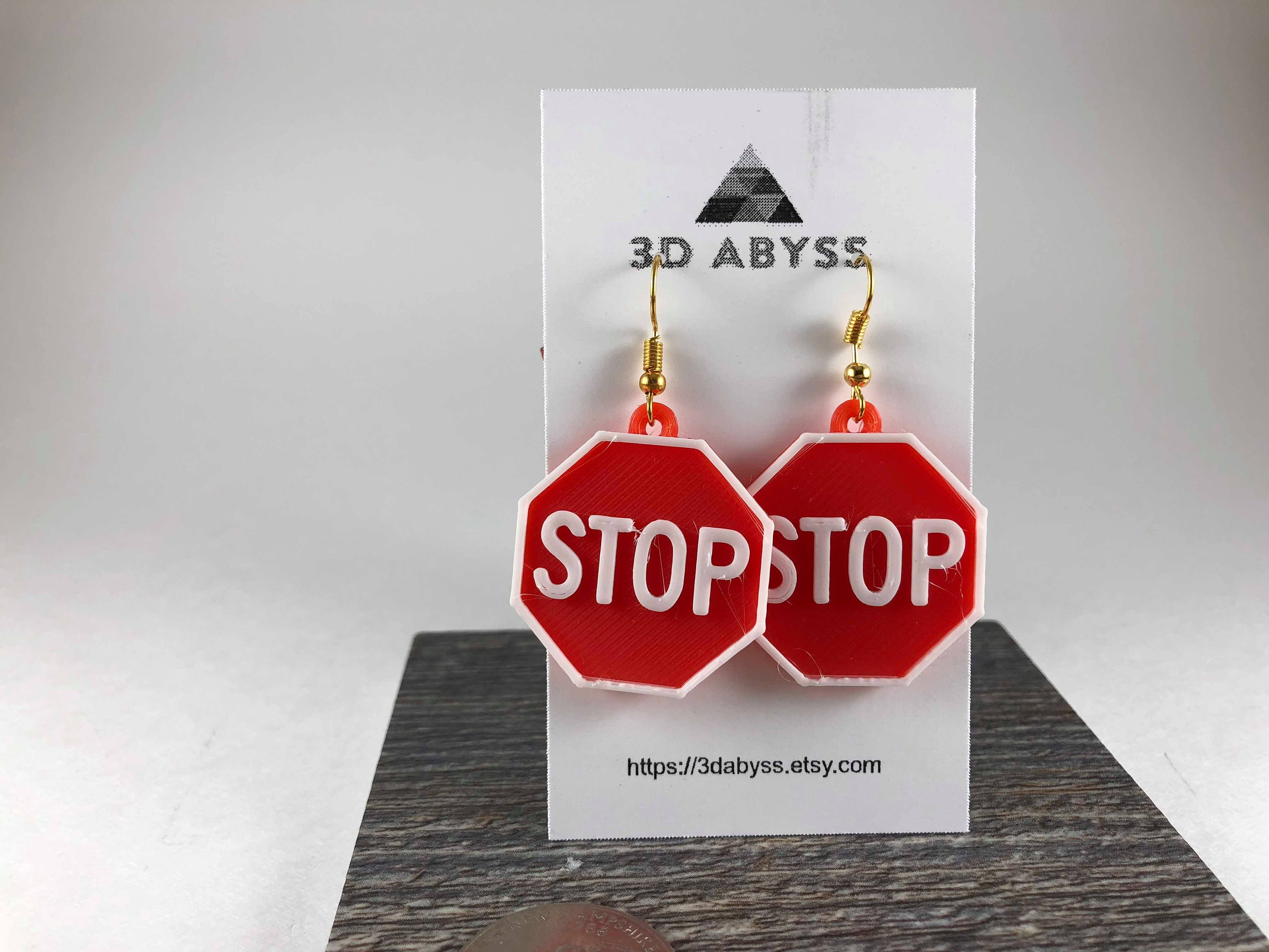 Mini Stop Sign Earrings Light Weight Durable 3D Abyss Cute | Etsy