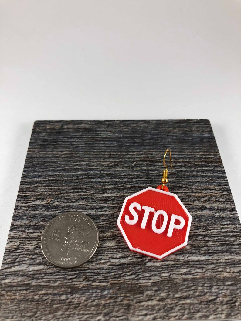 Mini Stop Sign Earrings Light Weight Durable 3D Abyss Cute - Etsy