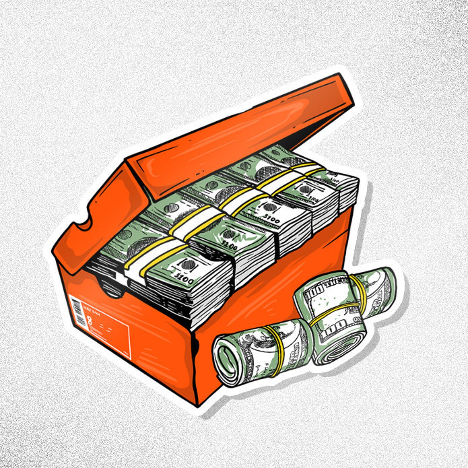 The shoebox Money Sticker Hustle Harder Money | Etsy