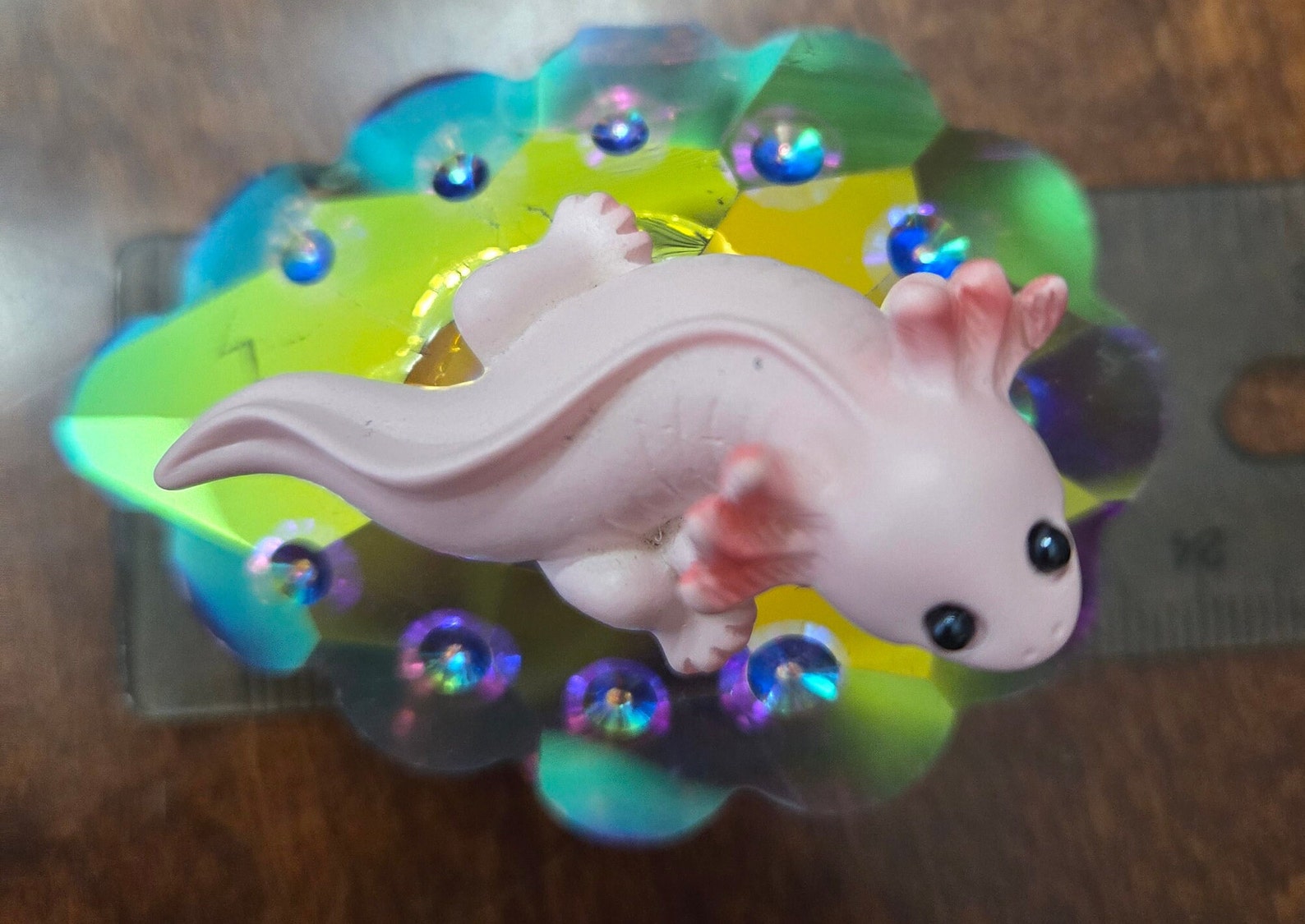 Axolotl Pink Salamander Miniature on Pink Crystal - Etsy