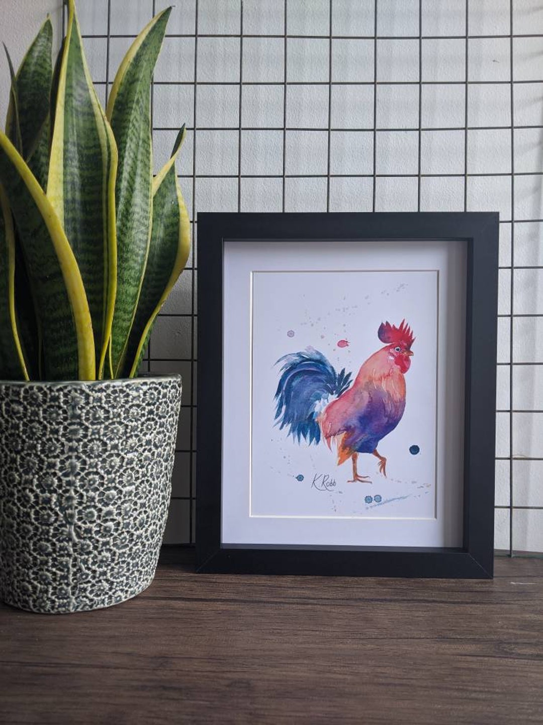 Rooster Art Print Cockerel Watercolour Print 8x10 - Etsy UK