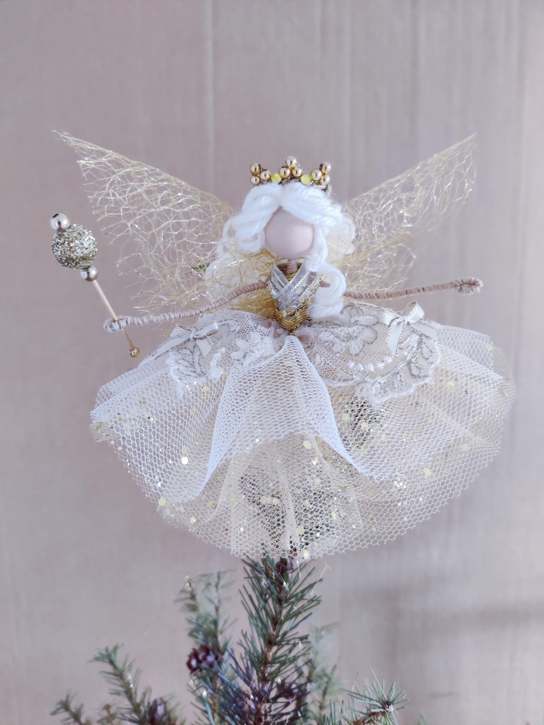 Gold Fairy Luxury Tree Topper, Christmas Fairy Doll, Hanging Fairy ...