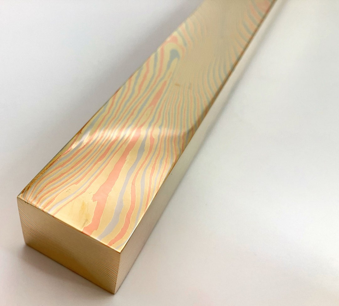 Mokume Gane Copper Square Bar: 120mmx25mmx10mm, Twist Pattern, Three ...