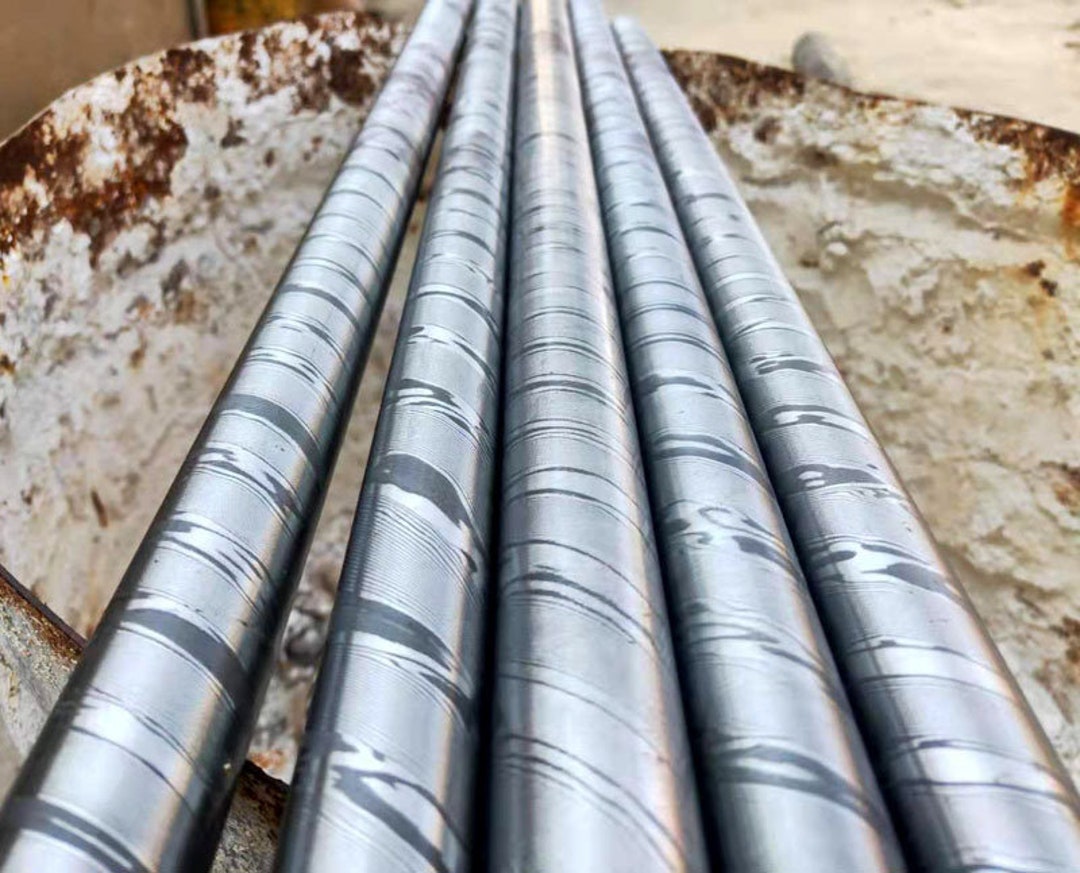 Damascus Stainless Steel Rod, 16mm & 28mm Diameter, Twist Pattern ...