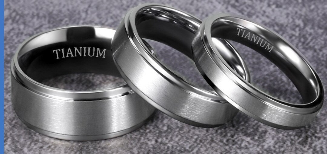 Titanium Ring, Flat Profile, Matte Finish, Steped Edge, 8mm Wide ...