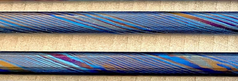 10mm/11mm/12mm Diameter Zircuti Damascus Rod, 3 Alloys, Mokume ...