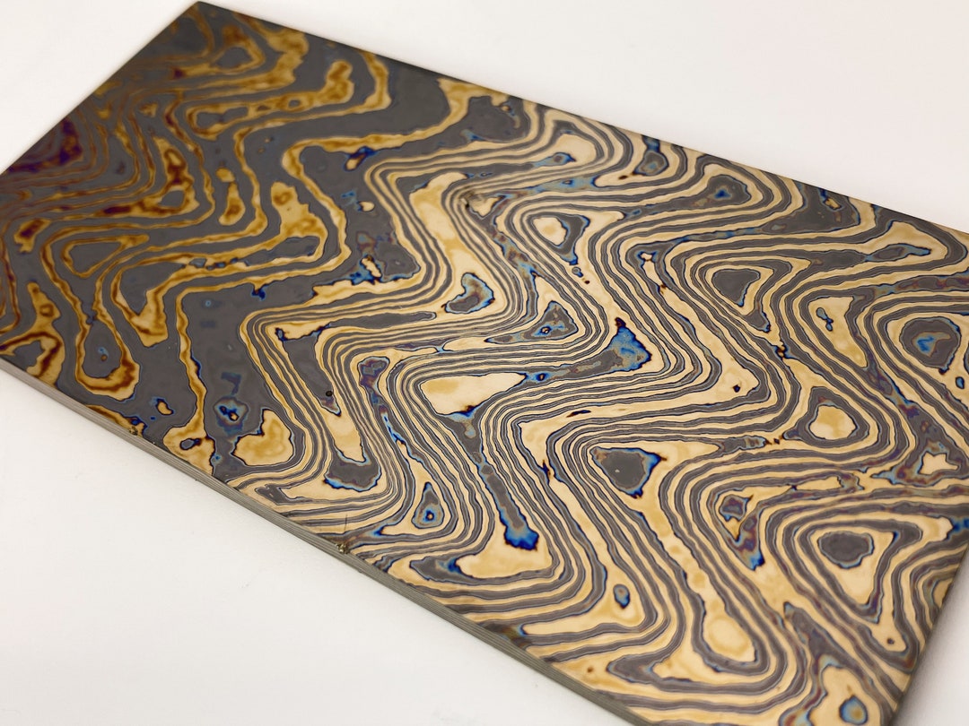 Mokume Zr&ti Plate / Flat Bar, 4alloys, Wave Pattern. Zrtidamascus ...
