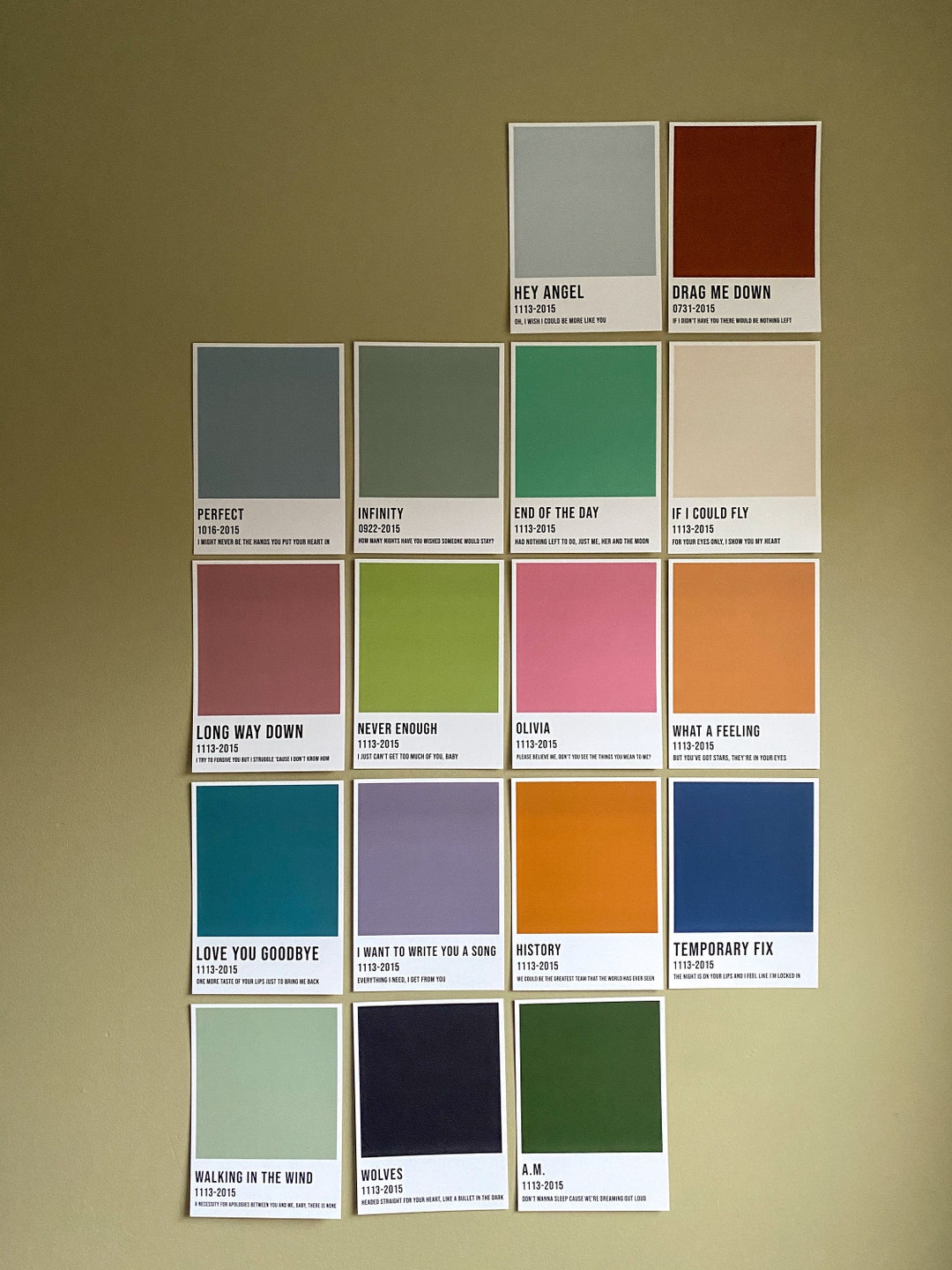 Made in the A.M. Album Color Palette Prints One Direction Prints 1D ...