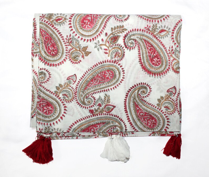 White Red Hand Block Print Dupatta L Scarf Stole Printed Dupatta L ...