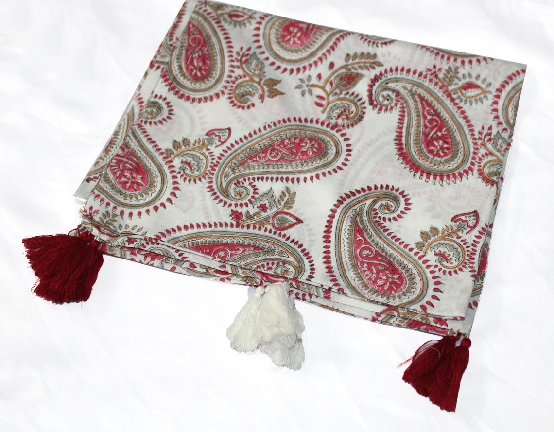 White Red Hand Block Print Dupatta L Scarf Stole Printed Dupatta L ...