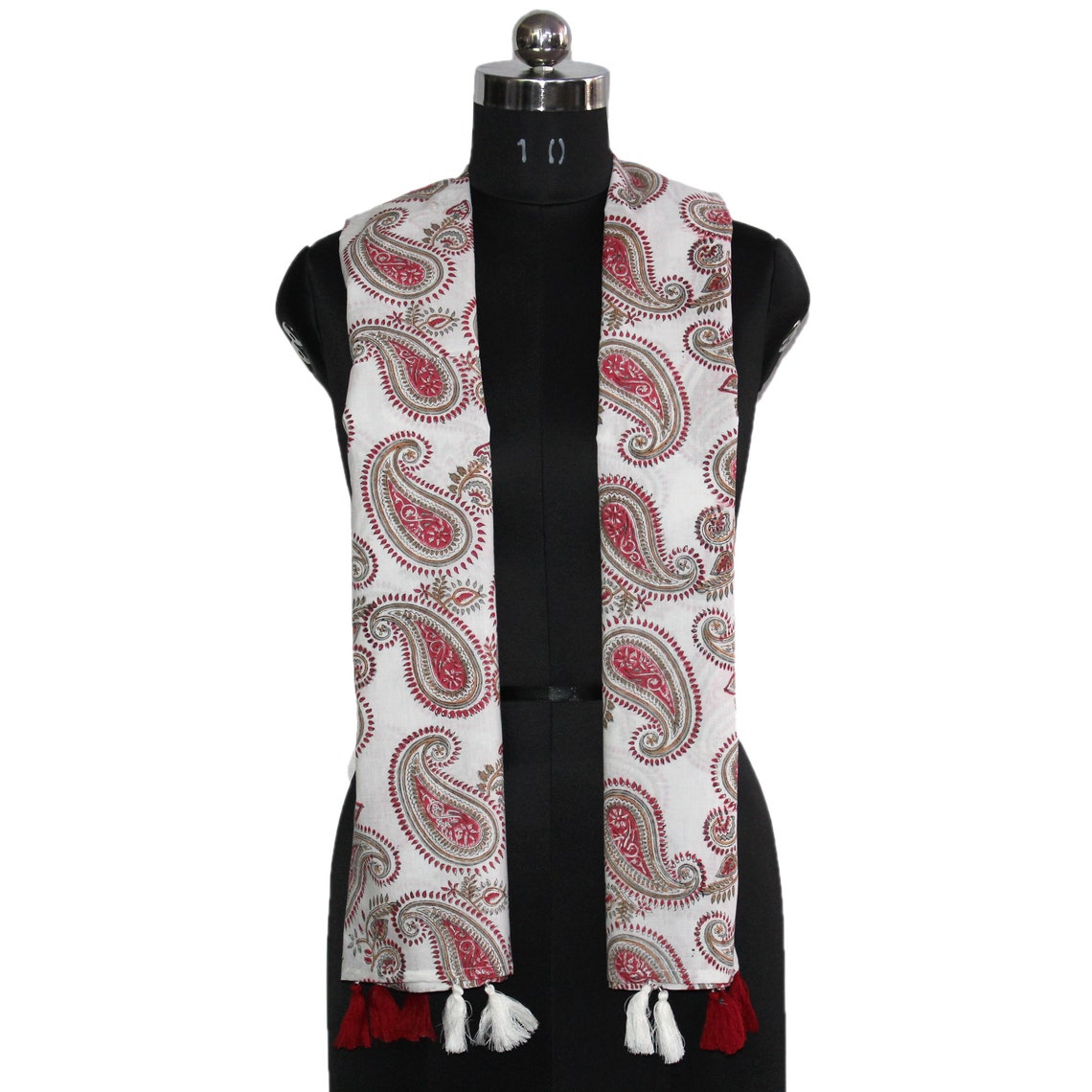 White Red Hand Block Print Dupatta L Scarf Stole Printed Dupatta L ...