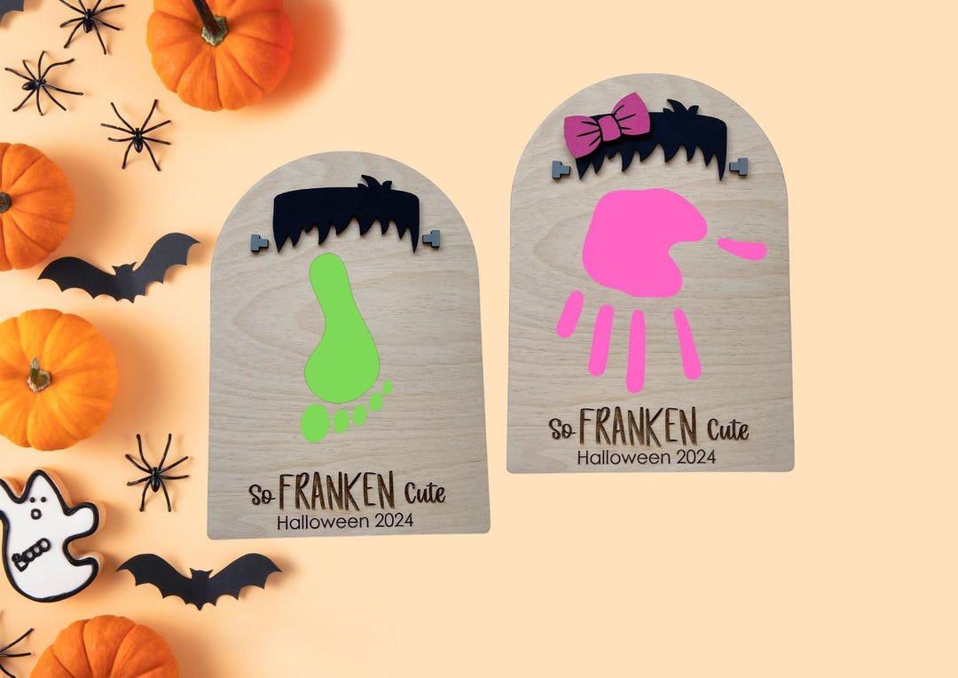 So Franken Cute DIY Handprint Board, DIY Halloween Sign, Halloween ...