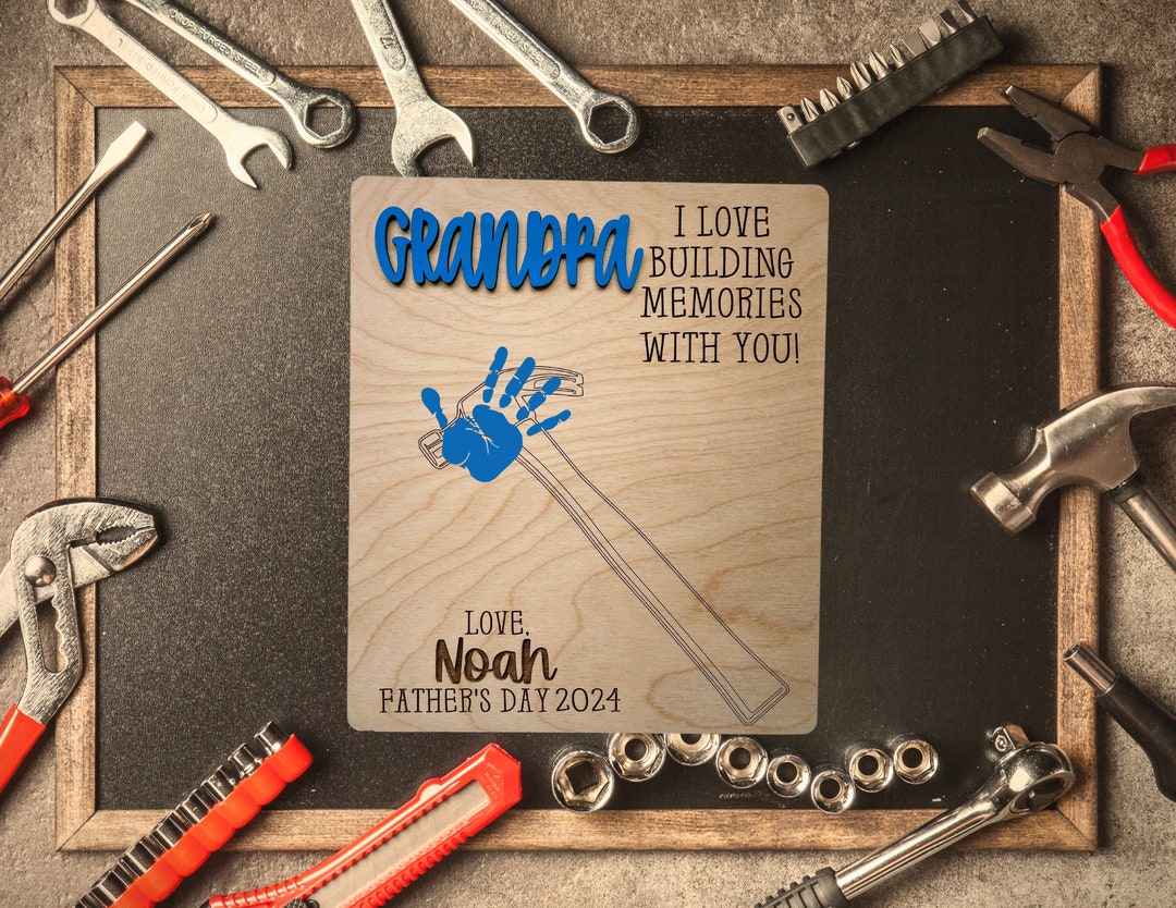 Father's Day Gift for Dad Personalized Keepsake Tool Handprint Sign DIY ...