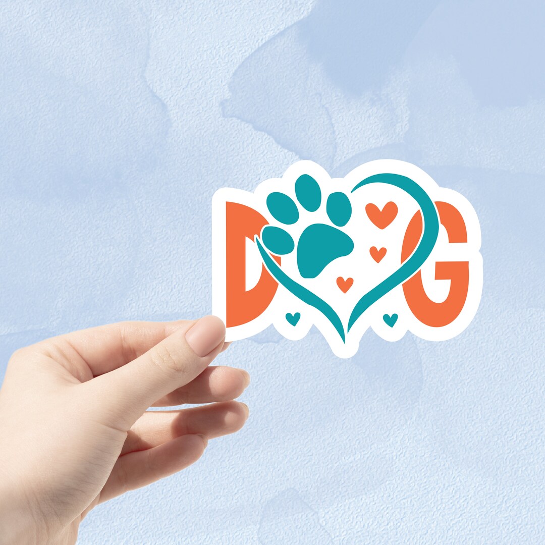 Dog Heart and Paw Sticker, Boho Sticker, Vinyl Sticker, Waterproof ...