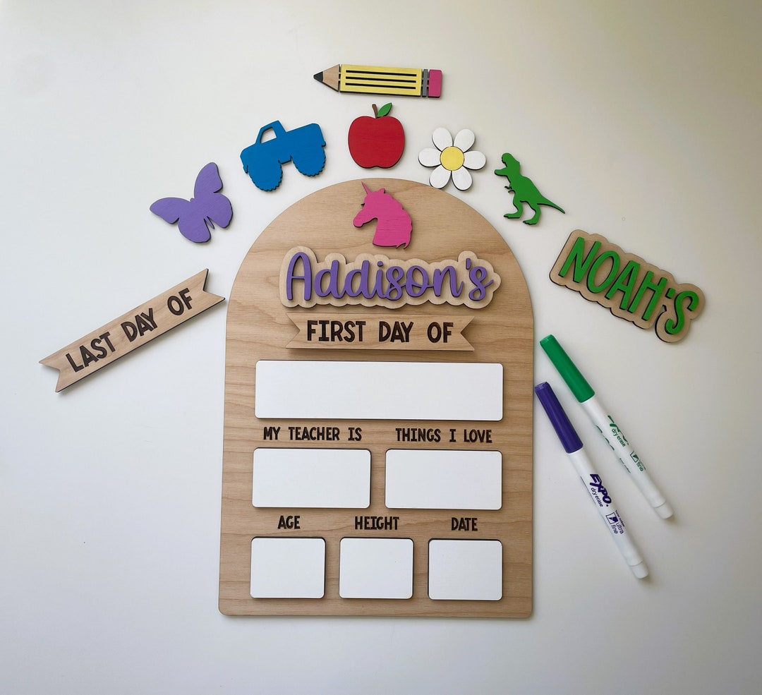 Personalized First Day of School Sign, Back to School Board, Last Day ...