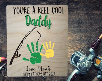 Customized Father's Day Handprint Gift From Kids, Fishing Father's Day ...
