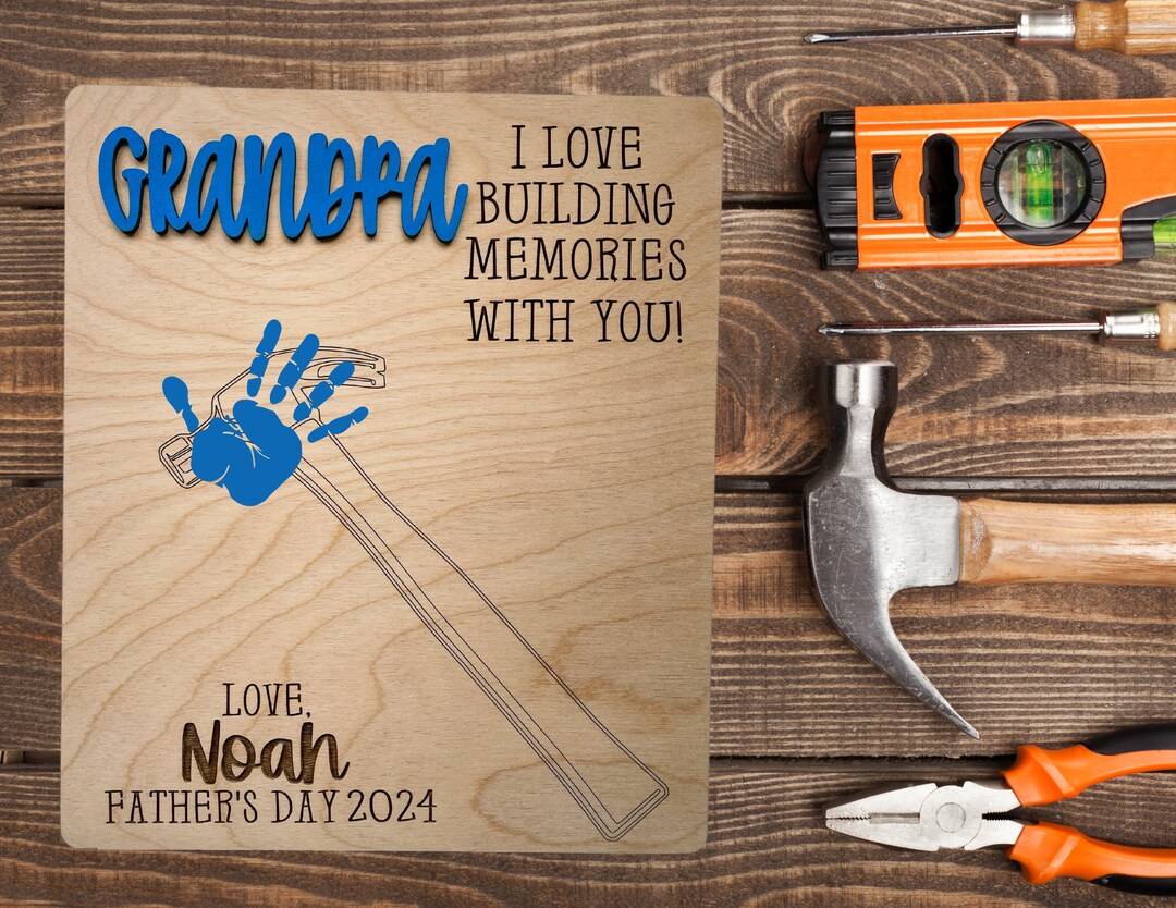 Father's Day Gift for Dad Personalized Keepsake Tool Handprint Sign DIY ...