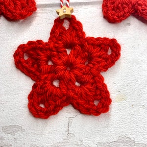 6 Pack Handmade Red Crochet Star Hanging Christmas Decorations - Etsy UK