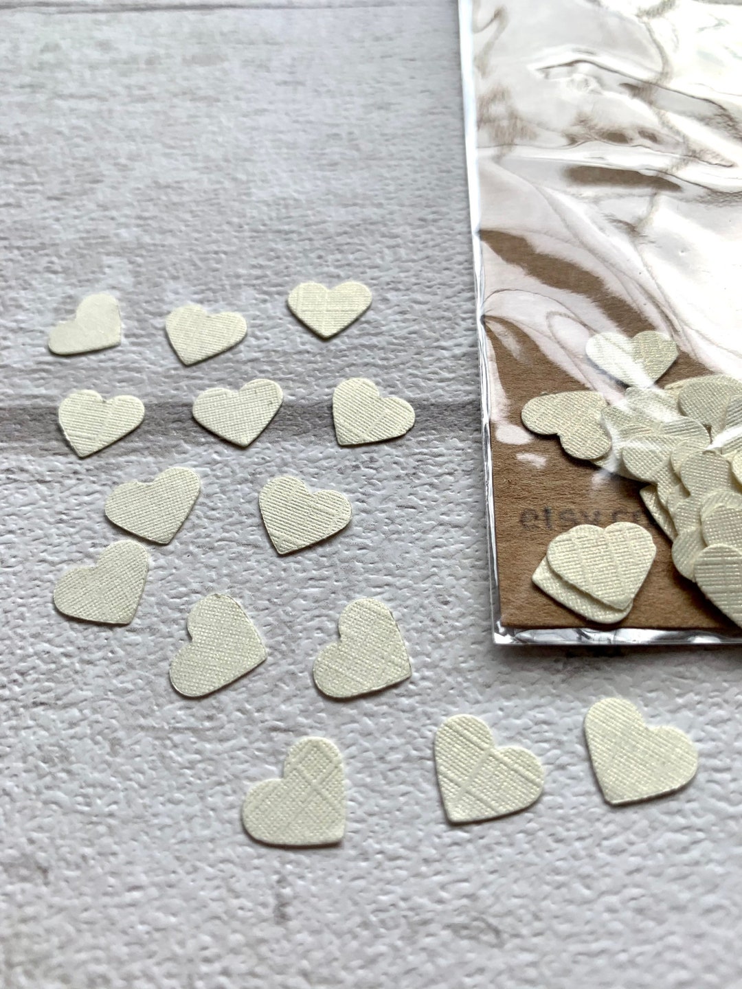 Small Ivory Linen Effect Card Heart Embellishments - 100 Pack - Etsy