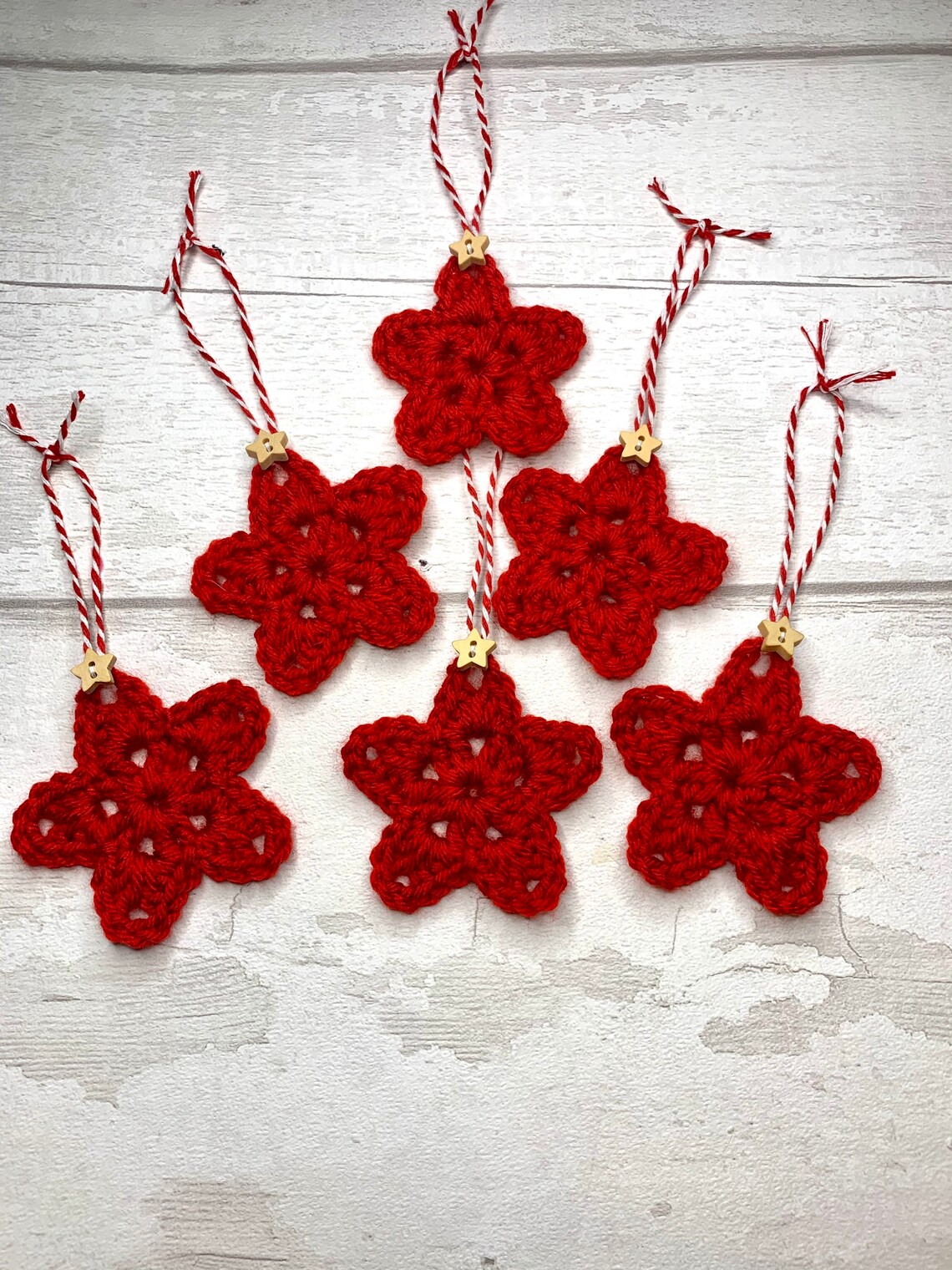 6 Pack Handmade Red Crochet Star Hanging Christmas Decorations - Etsy