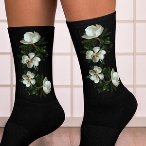 Magnolia Socks Flower Socks Floral Socks - Etsy