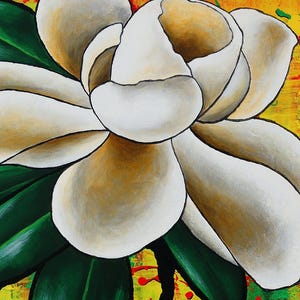24 X 30 Vonflora Painting of Magnolia Abstract Expressionistic Floral ...