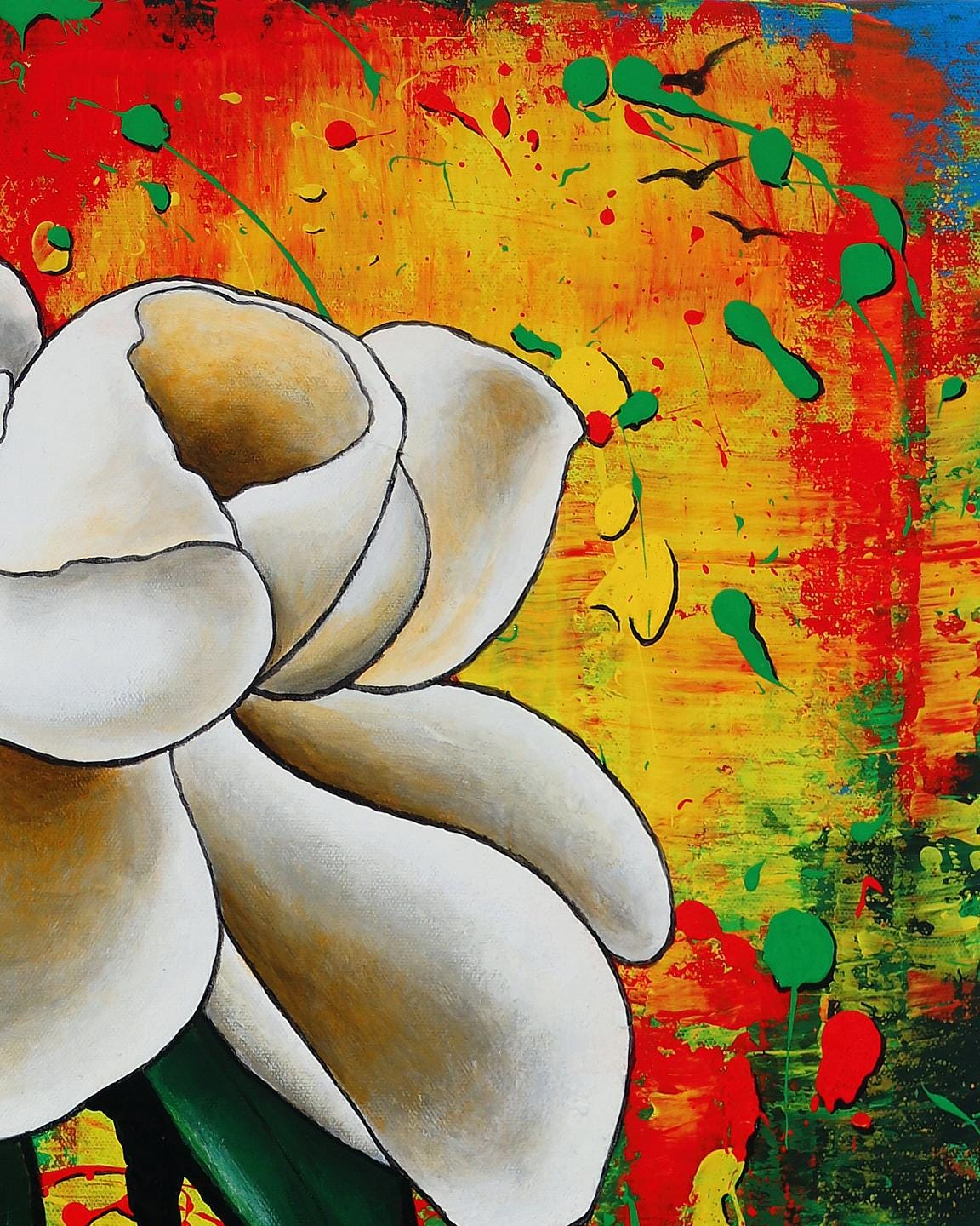 24 X 30 Vonflora Painting of Magnolia Abstract Expressionistic Floral ...
