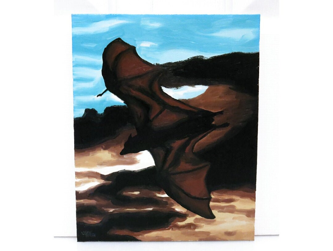 8 X 10 Flying Bat Oil Painting Bat Painting Bat Art Bat Artwork Bat ...