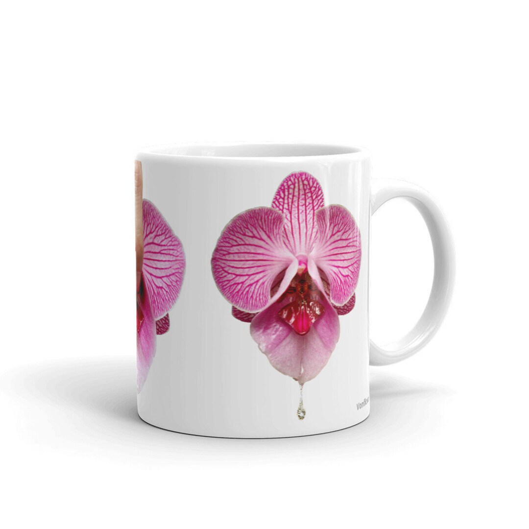 Vonflora Eroflower Pink Striped Orchid Coffee Mug Suggestive Flower - Etsy