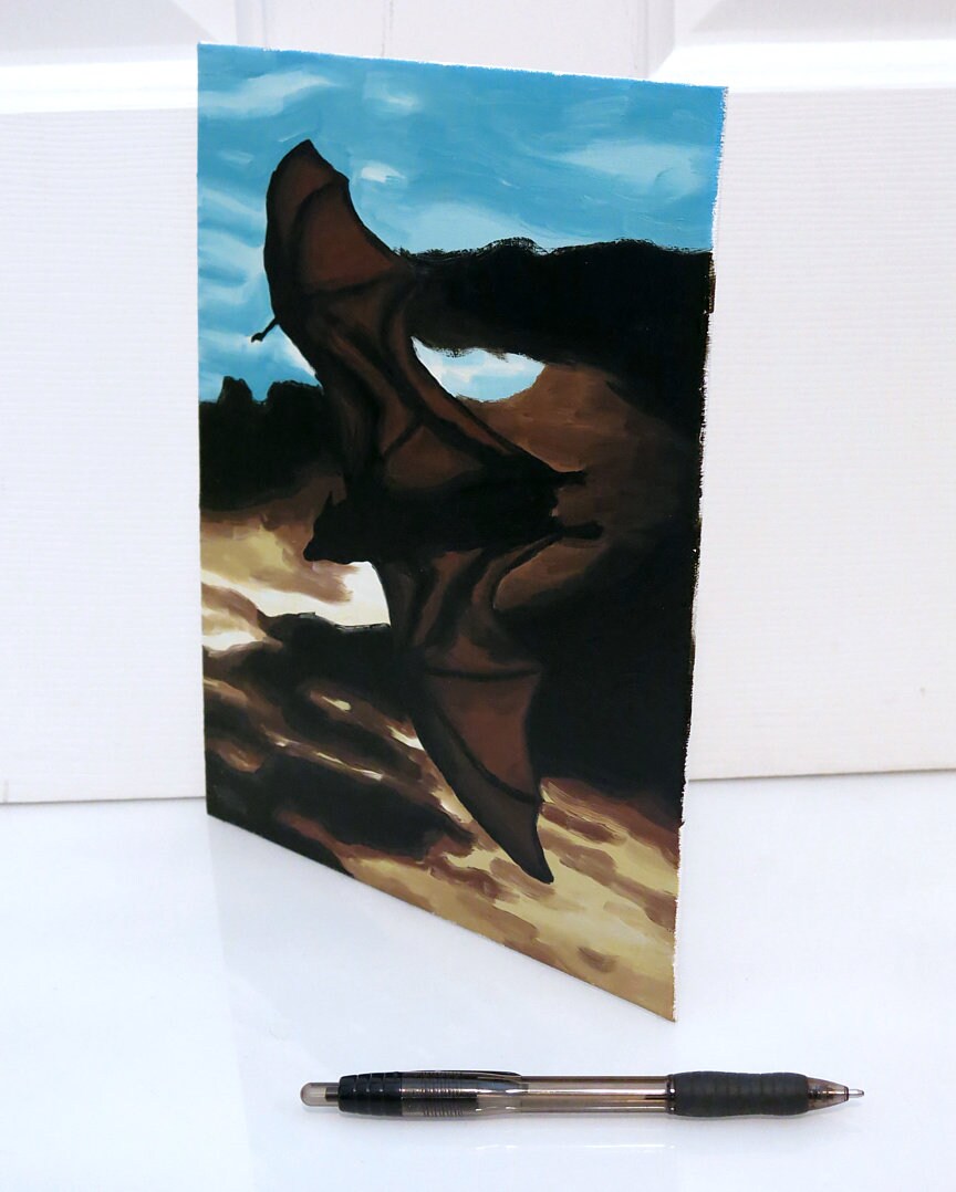 8 X 10 Flying Bat Oil Painting Bat Painting Bat Art Bat Artwork Bat ...