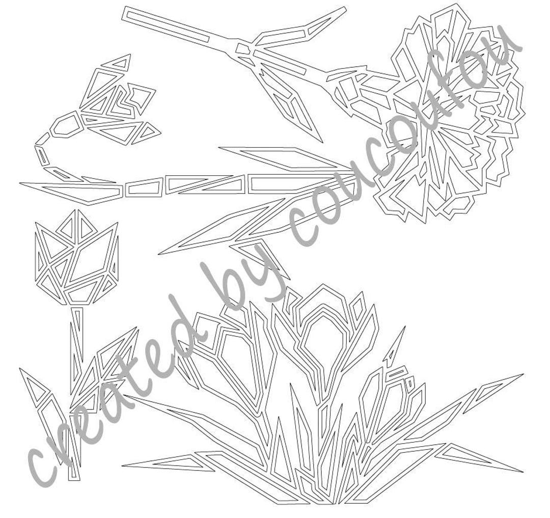 Plotter File Spring Flowers Set – Geometric Flower Templates for ...