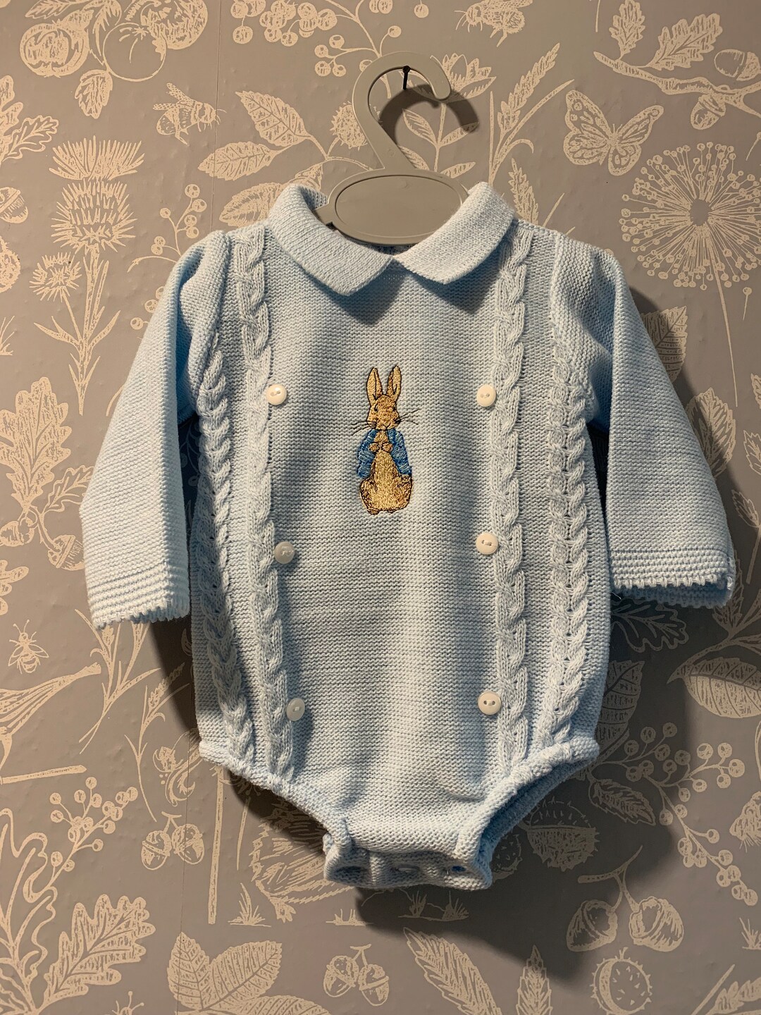 Embroidered Peter Rabbit Baby Boys Knitted Romper Long - Etsy
