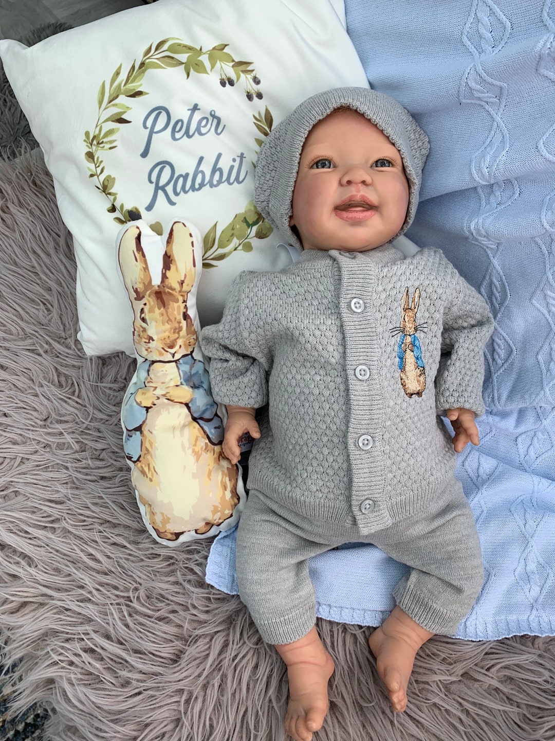 Embroidered Peter Rabbit baby 4 Pcs Knitted Cardigan - Etsy