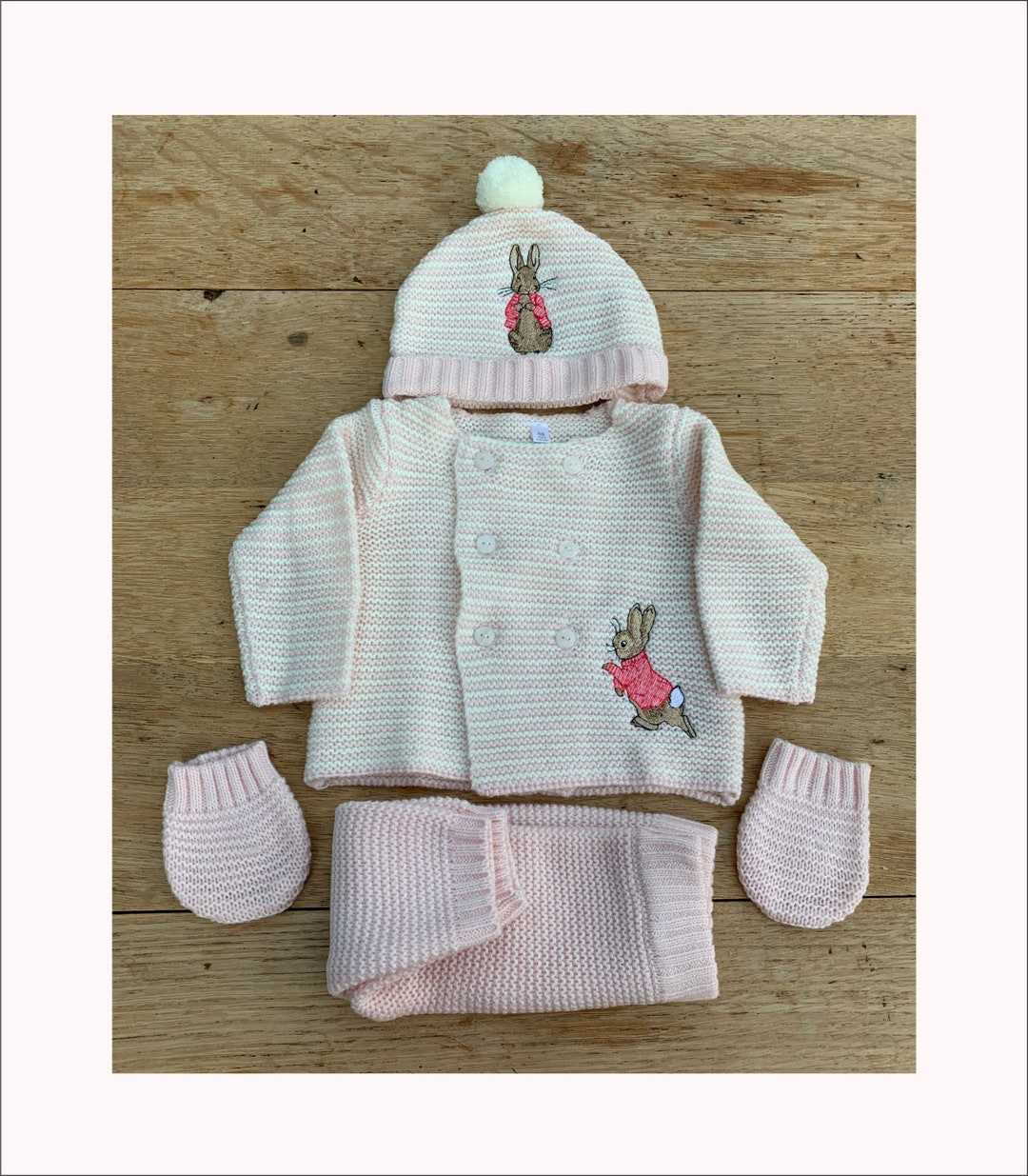 Peter Rabbit Embroidered baby 4 Pcs Knitted Deluxe Box Set Pink and ...