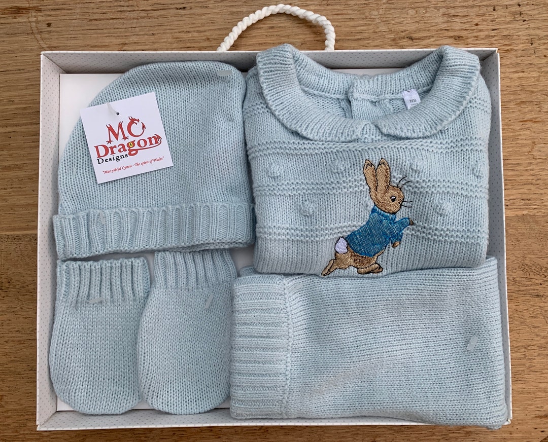 Hoppy Peter Rabbit - Embroidered -baby 4 Pcs Knitted Deluxe Box Set in ...