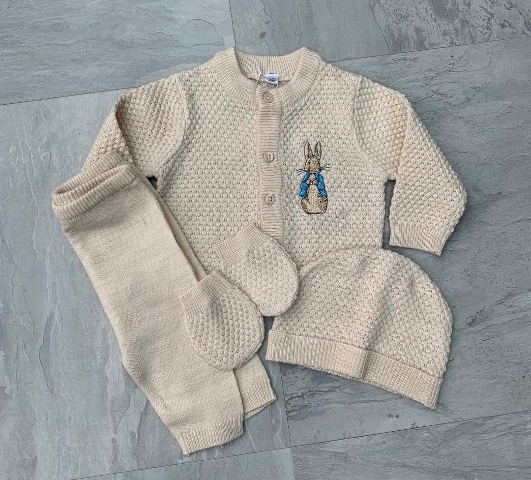 Embroidered Peter Rabbit baby 4 Pcs Knitted Cardigan - Etsy
