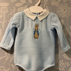 Embroidered Peter Rabbit | Baby Boys Knitted Romper | Long Sleeve ...