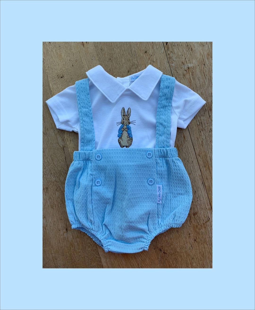 Embroidered Peter Rabbit -baby Boys 2 Pcs Short Romper Dungaree Set ...