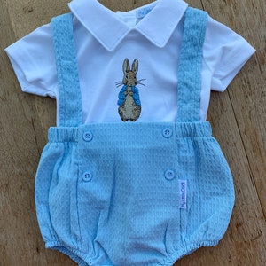 Embroidered Peter Rabbit -baby Boys 2 Pcs Short Romper Dungaree Set ...