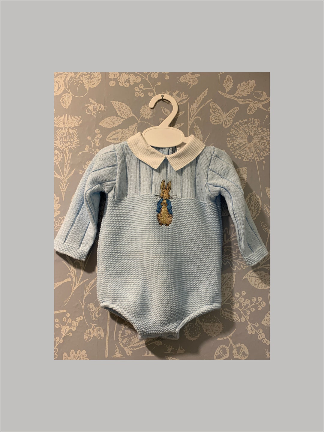 Embroidered Peter Rabbit | Baby Boys Knitted Romper | Long Sleeve ...
