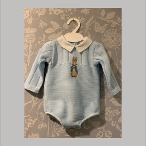 Embroidered Peter Rabbit | Baby Boys Knitted Romper | Long Sleeve ...