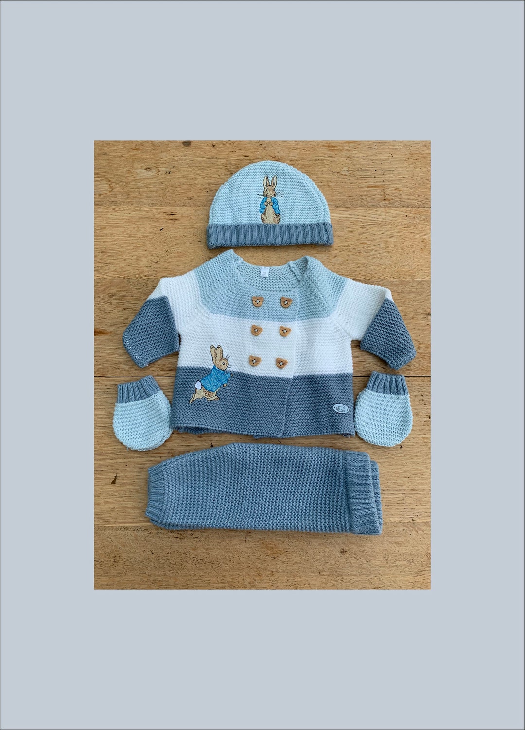 Peter Rabbit - Embroidered -baby 4 Pcs Knitted Deluxe Box Set- Denim ...