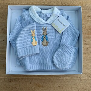 Peter Rabbit - Embroidered -baby 4 Pcs Knitted Deluxe Box Set- Blue and ...