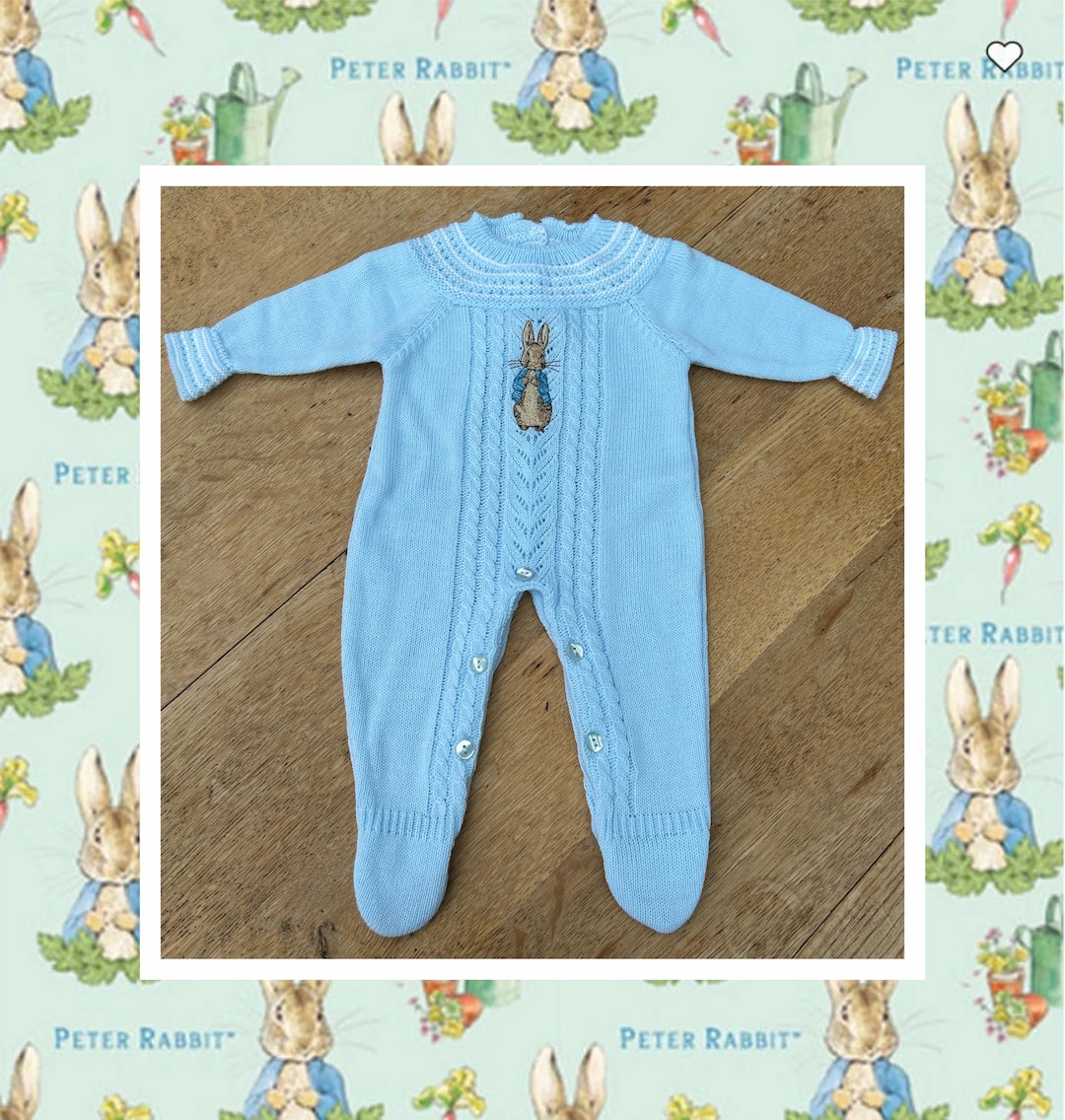 Embroidered Peter Rabbit | Baby Boys Knitted Body Suit | Long Sleeve ...
